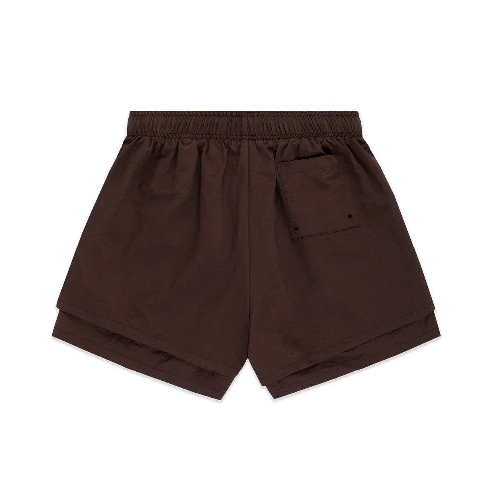 SP5DER DOUBLE LAYERED SHORTS BROWN ORANGE – ReservedHollywood