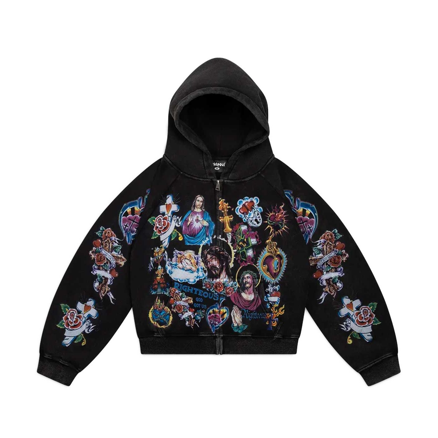 Righteous Risen King Zip Up Hoodie Black – ReserveHollywood